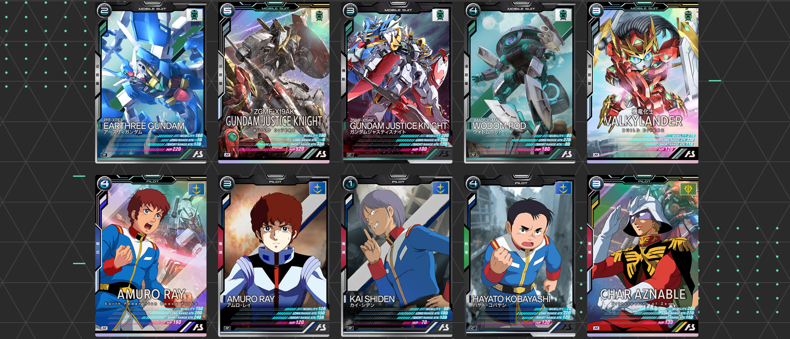 Mobile suit gundam arsenal base season:01 cards list